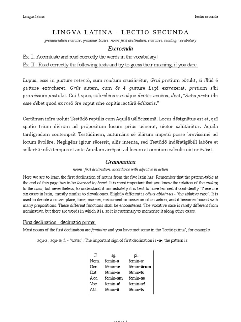 Lectio Secunda | PDF | Grammatical Gender | Latin