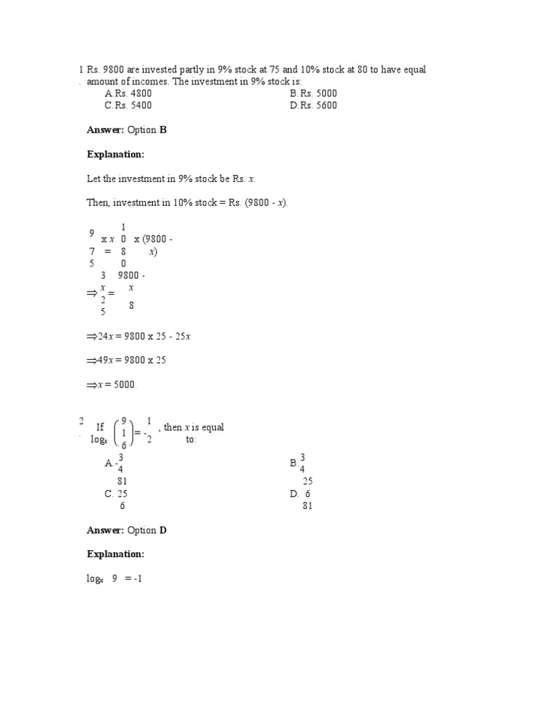 Aptitude Test | PDF | Percentage | Interest