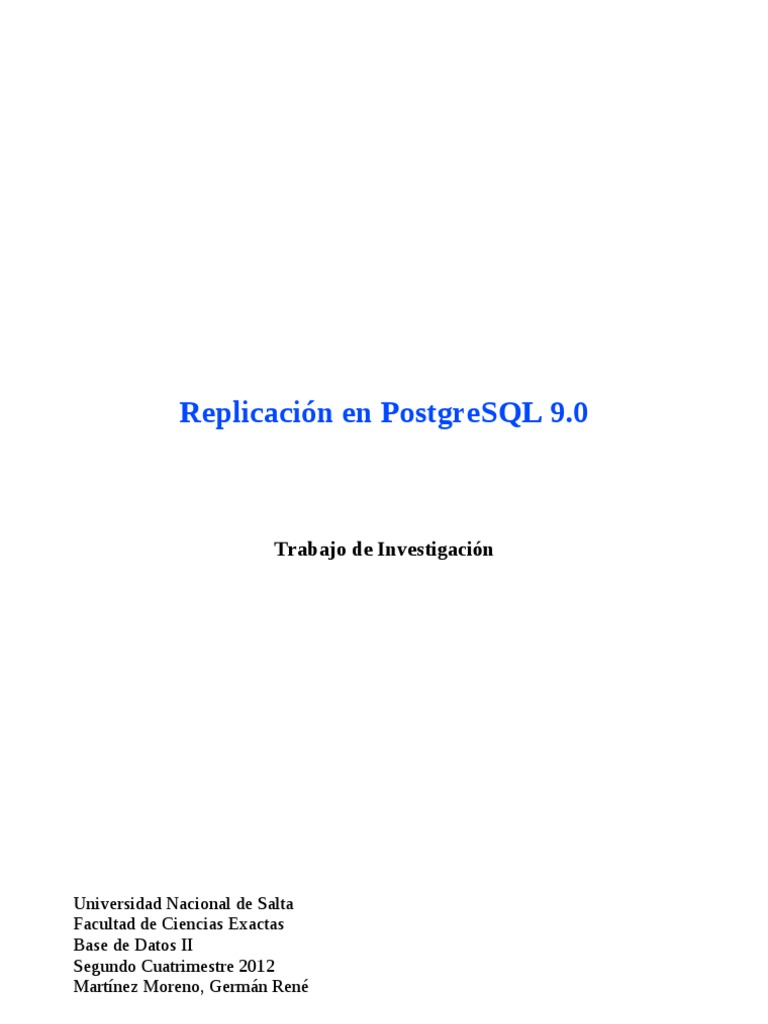 Replicacion PostgreSQL | PDF | Postgre Sql | Bases de datos