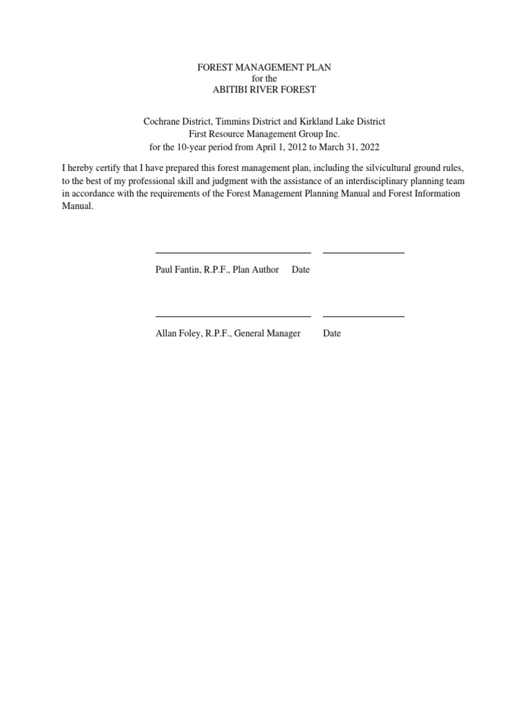 Forest Management Plan For The Abitibi River Forest | PDF | Forests ...