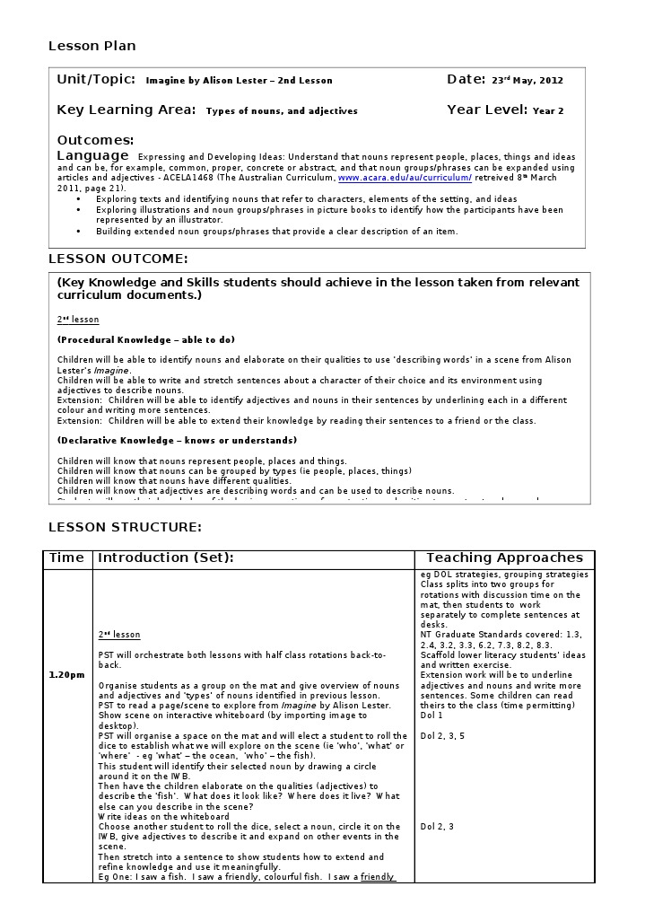 Year 2 Lesson: Nouns & Adjectives | PDF | Noun | Learning