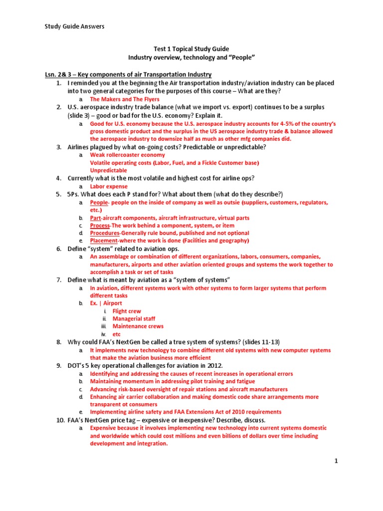 Aviation Industry Study Guide Overview | PDF