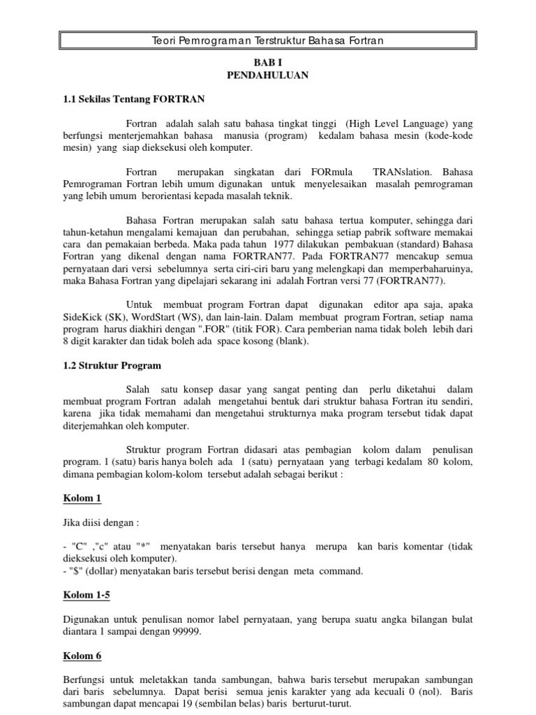 Bahasa Pemrograman Fortran | PDF