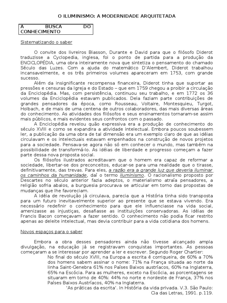 ILUMINISMO - Texto e Atividades | PDF | Jean-Jacques Rousseau ...