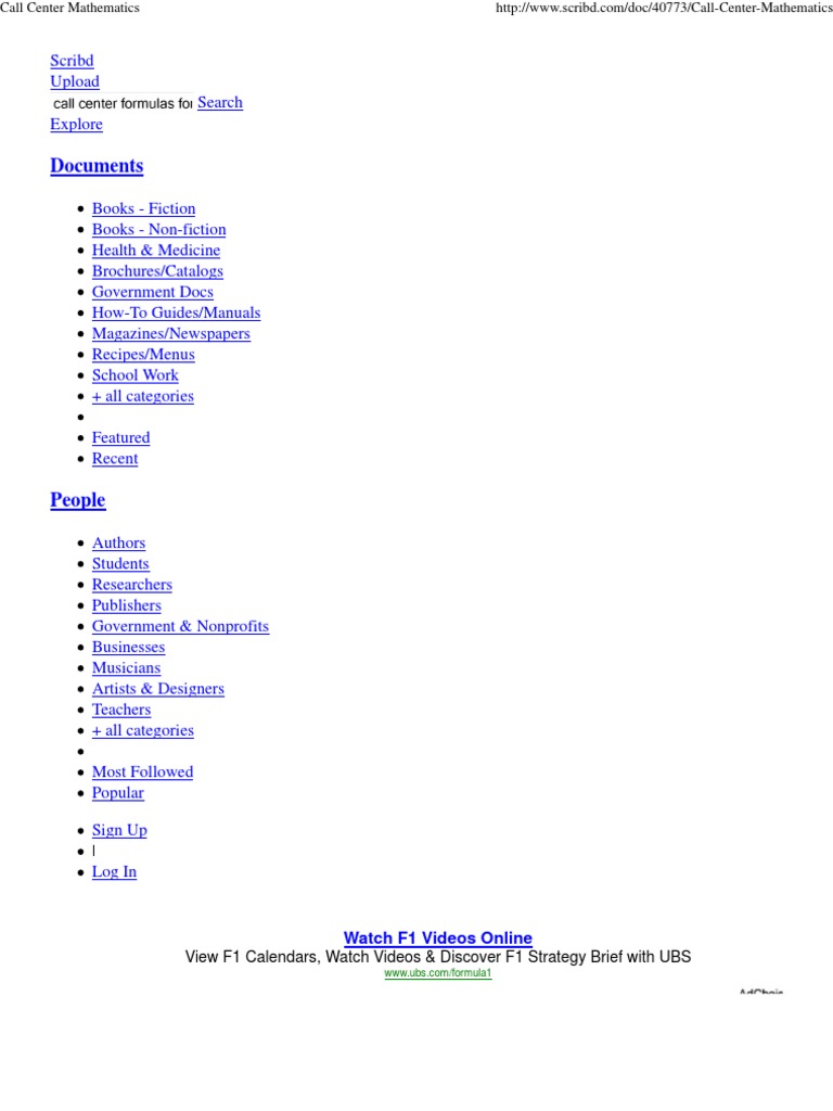 Call Center Mathematics | PDF | Scribd | Download