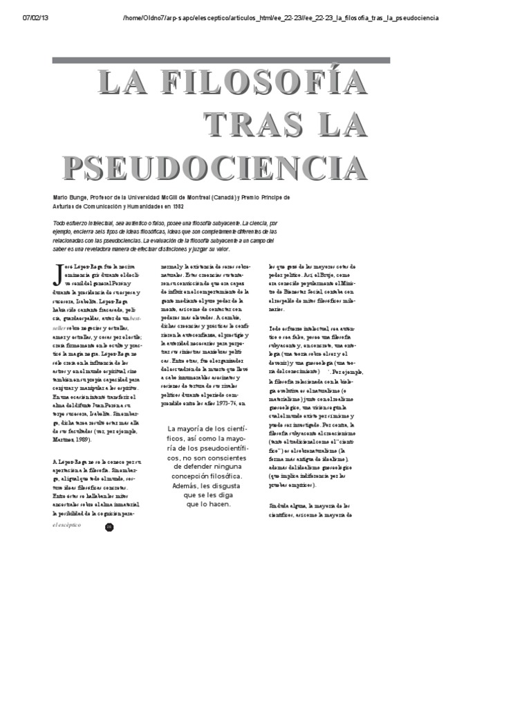Filosofía detrás de la pseudociencia | PDF | Pseudociencia | Science