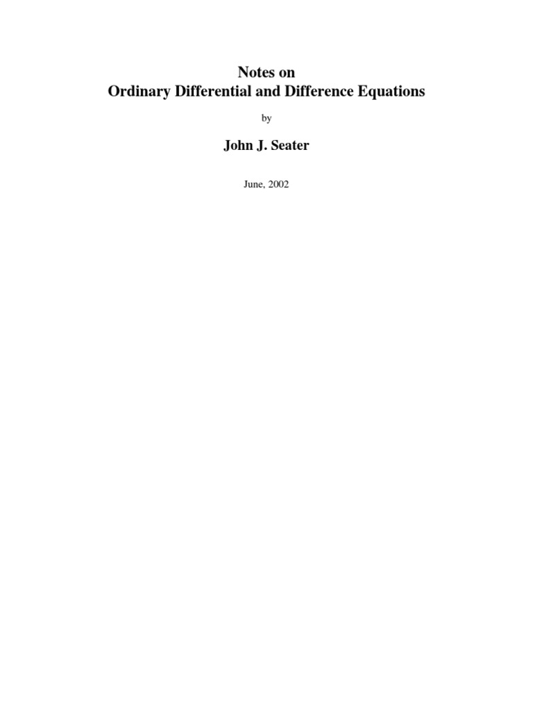 Diff Eq Notes | PDF | System Of Linear Equations | Equations