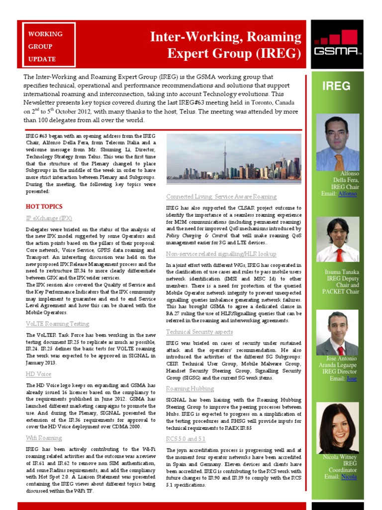 IREG Experts Meet in Hong Kong: Inter-Working, Roaming Expert Group ...