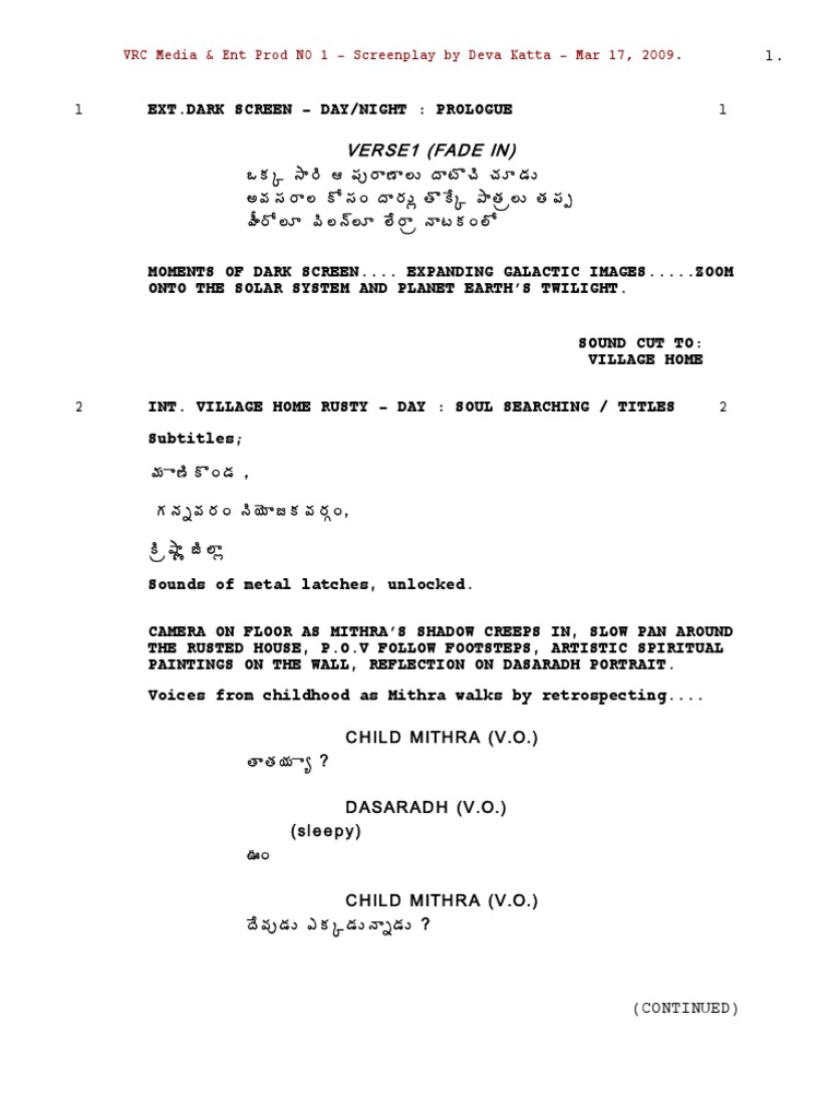 Prasthanam Script | PDF | Leisure | Nature
