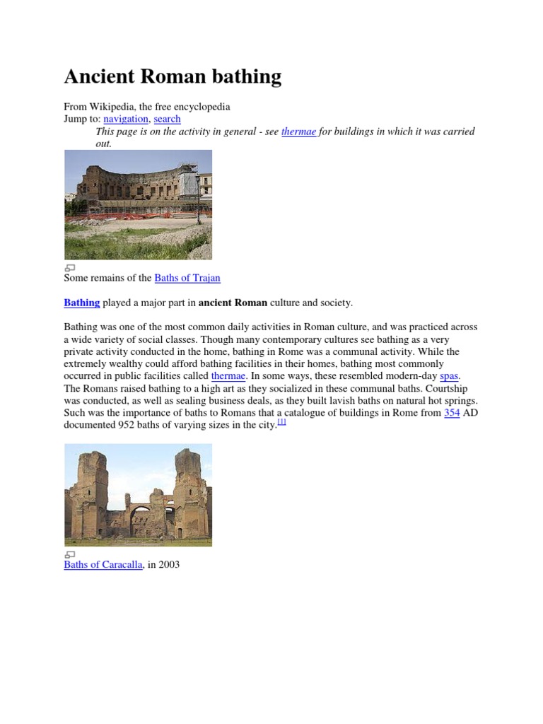 Ancient Roman Bathing | PDF | Bathing | Leisure Activities