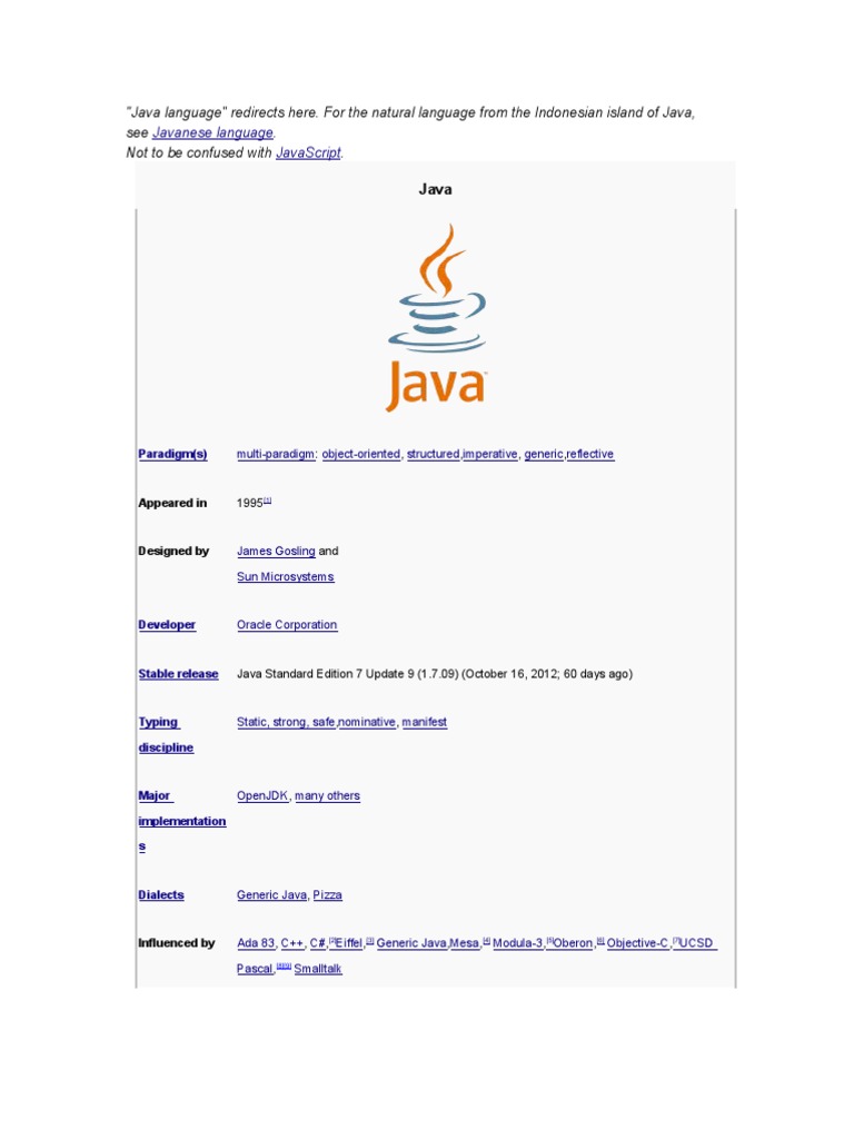 Java Language | PDF | Java Virtual Machine | Java (Programming Language)