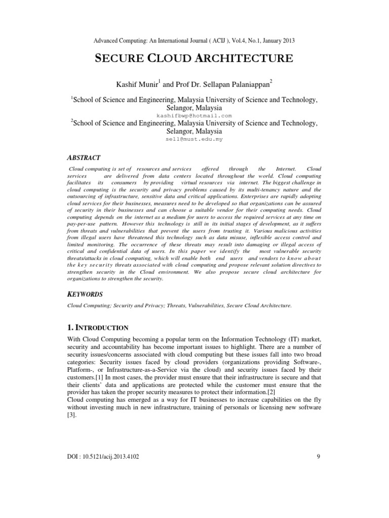 Ecure Loud Rchitecture: Kashif Munir and Prof Dr. Sellapan Palaniappan ...