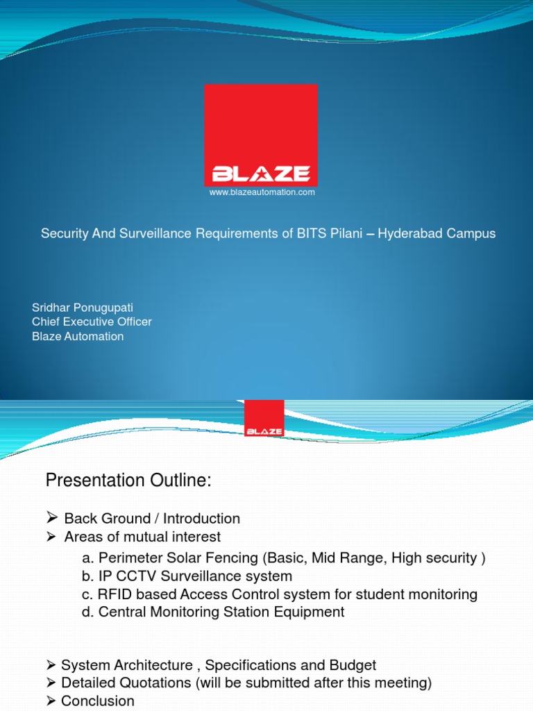 Bits Pilani Solar Power Fencing by Blaze Automation | PDF | Closed Circuit Television | Security ...