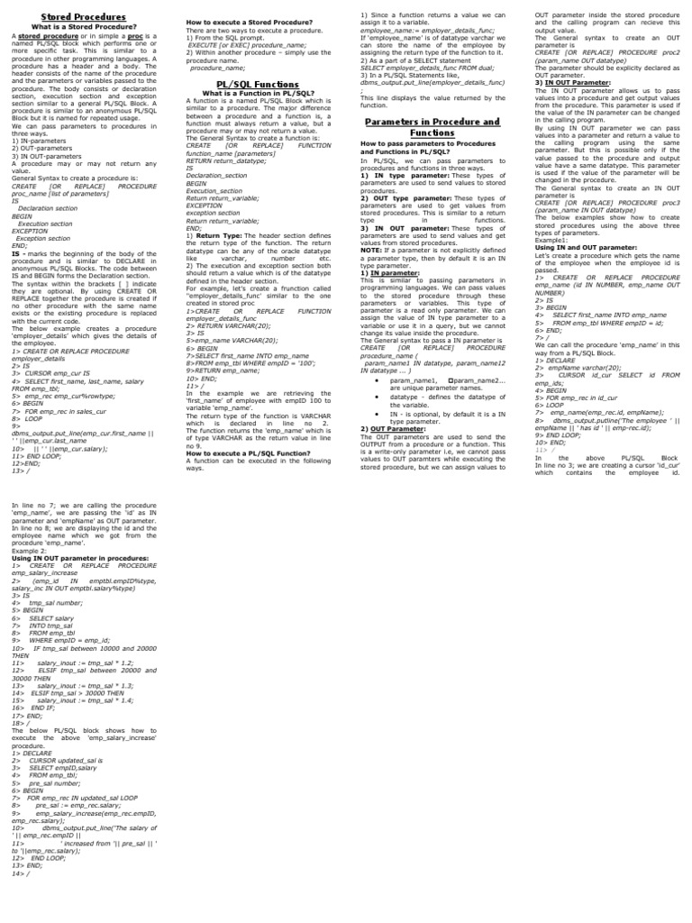 What Is A Stored Procedure? | PDF | Parameter (Computer Programming ... What Is A Stored Procedure? | PDF | Parameter (Computer Programming ...