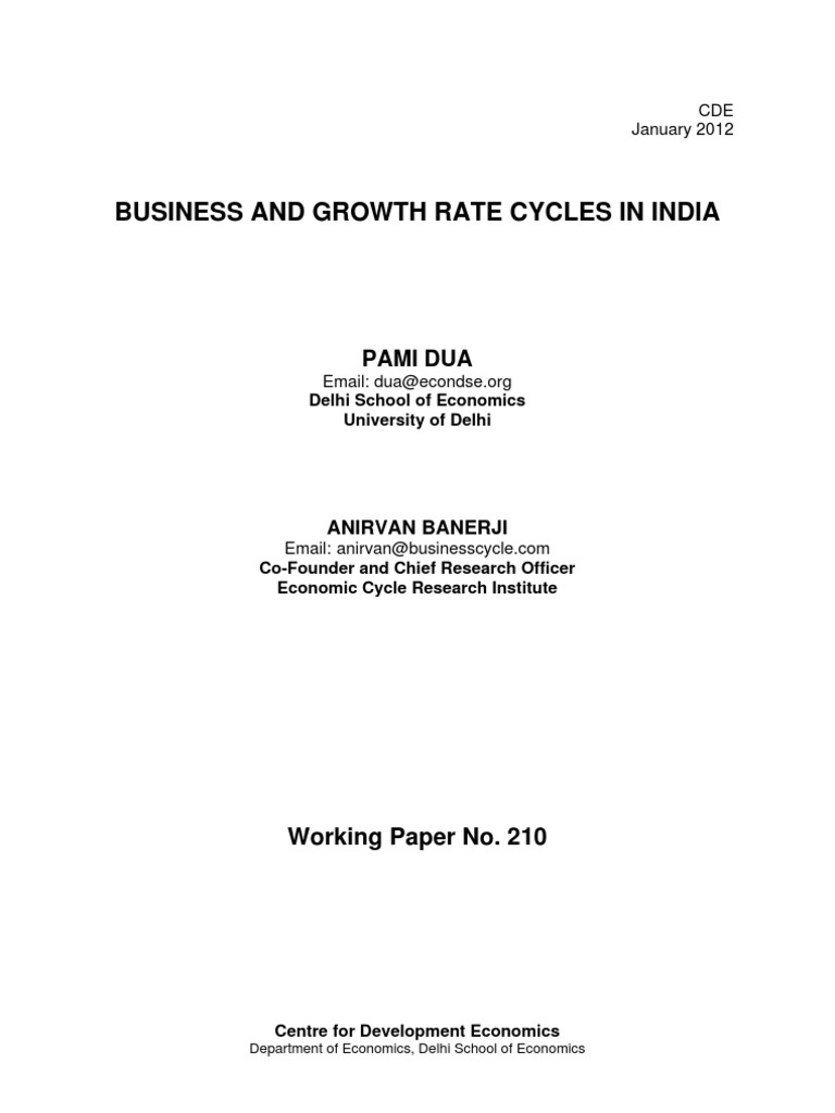 Business and Growth Rate Cycles in India: Pami Dua | PDF | Business ...