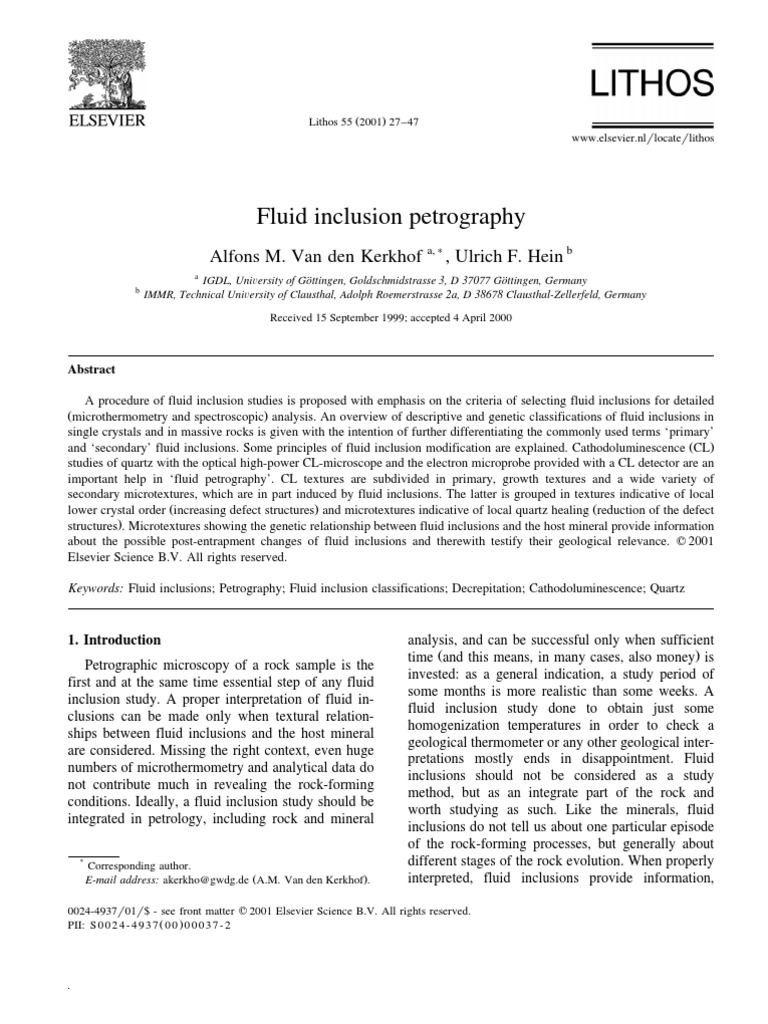 Fluid Inclusion Petrography | PDF | Minerals | Phase (Matter)