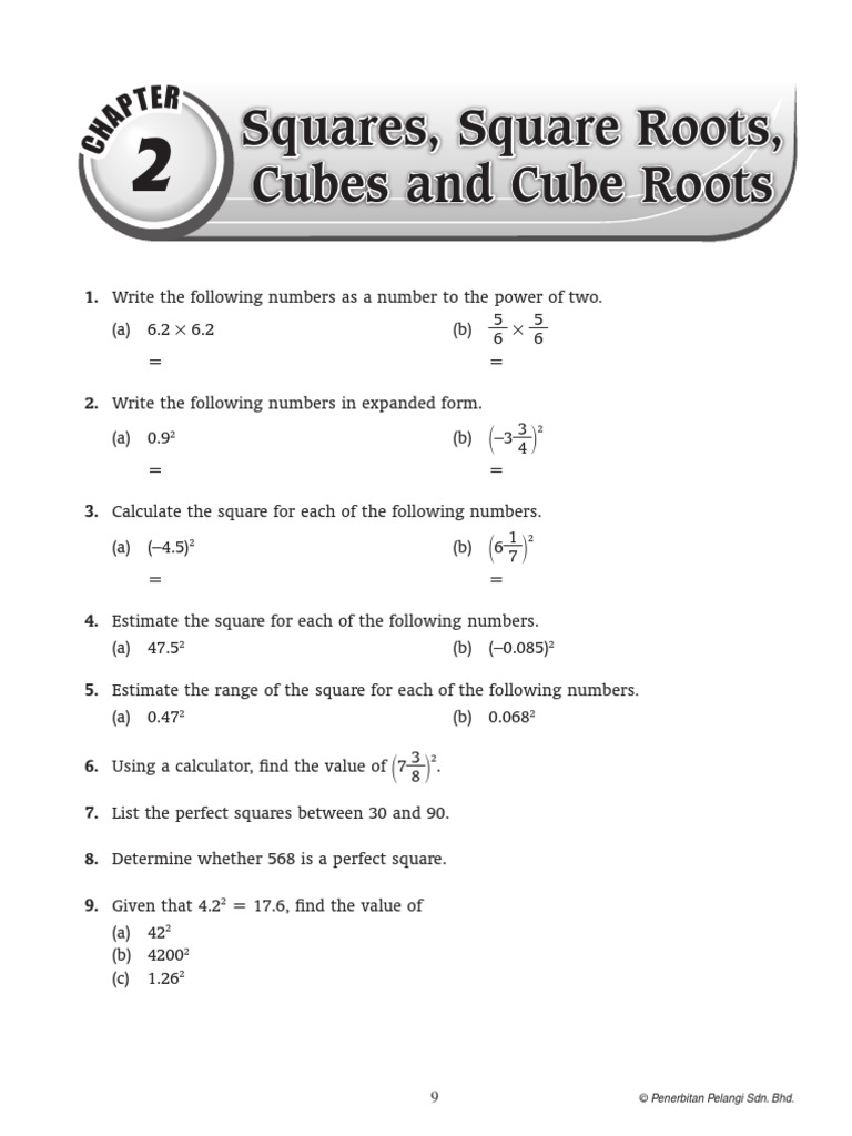 Latihan Matematik Tingkatan 2 Chap02 Square, Square Root, Cube and Cube ...