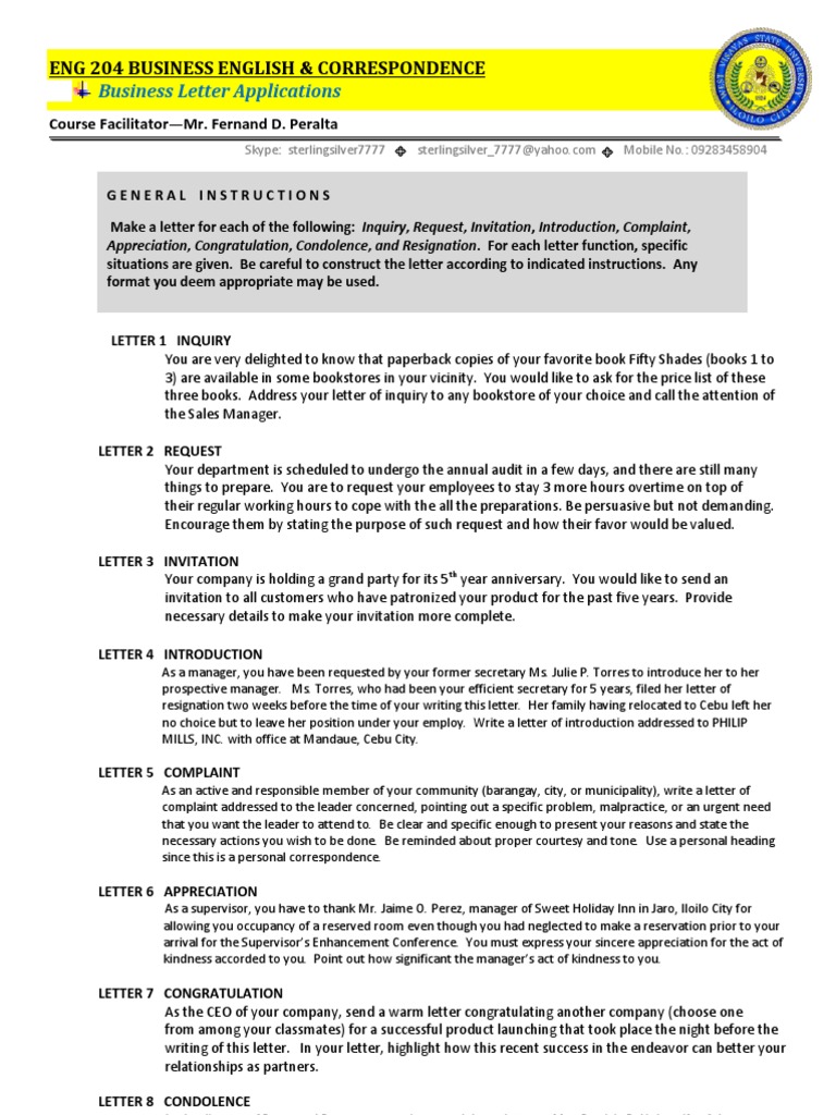 Business English Letter Examples | PDF | Business
