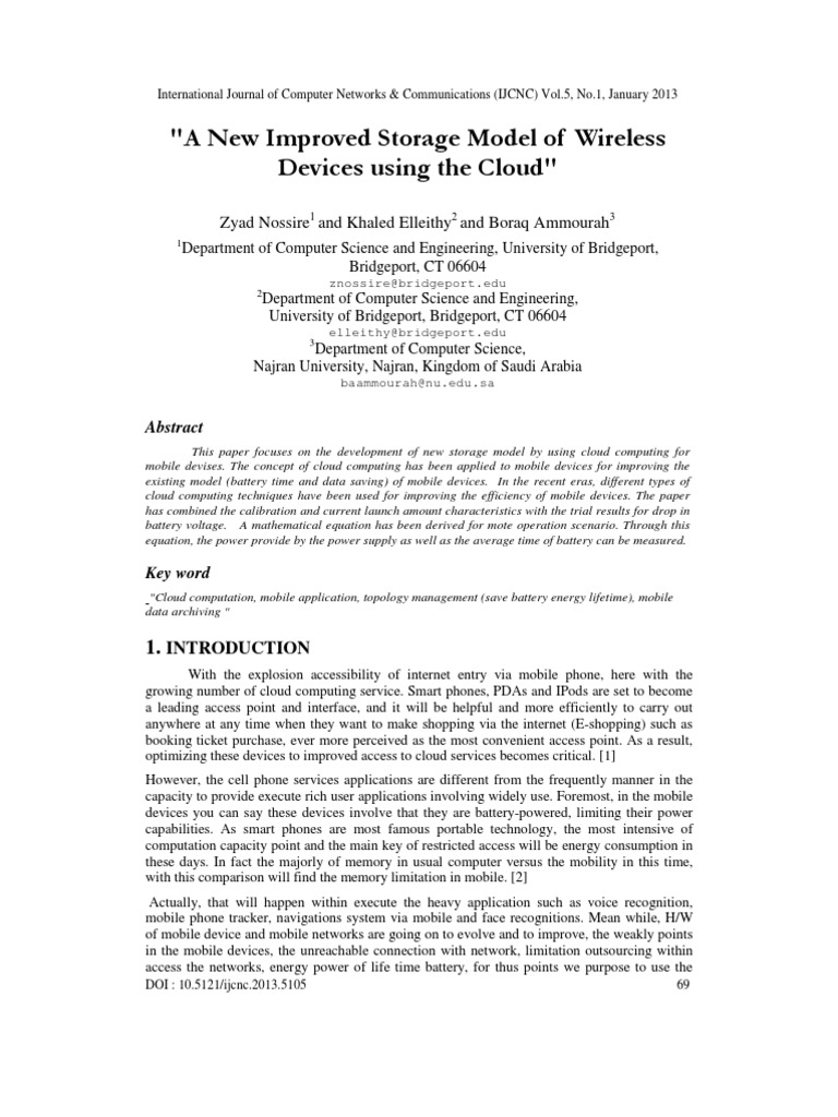 A New Improved Storage Model of Wireless Devices Using The Cloud | Download Free PDF | Cloud ...