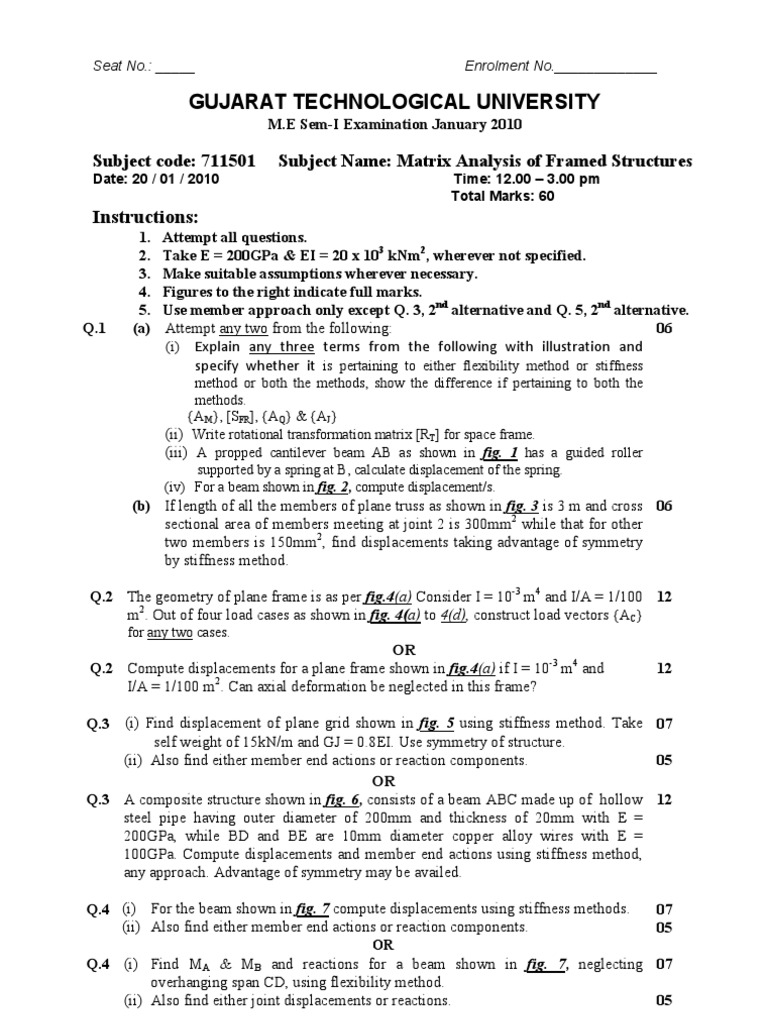 Matrix Analysis of Framed Structure | PDF | Stiffness | Building ...