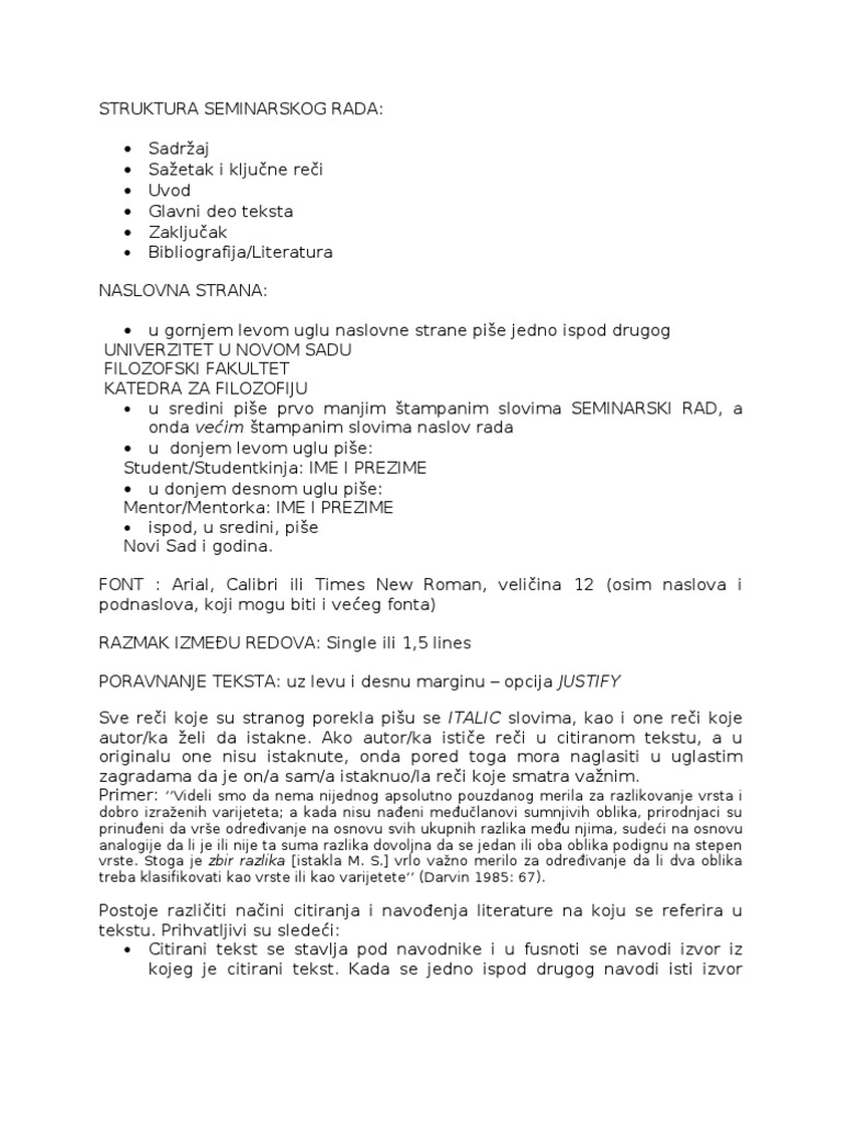 Struktura Seminarskog Rada | PDF