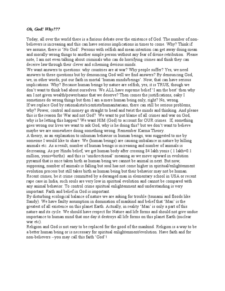 Why God Why | PDF | Karma | God