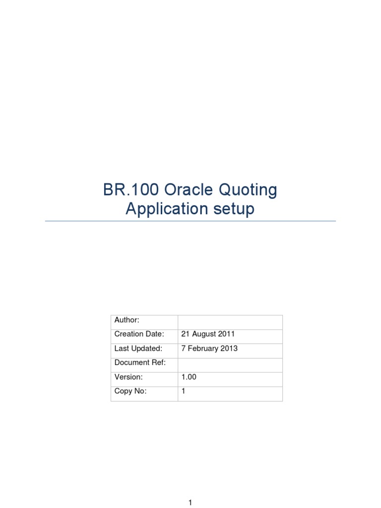BR.100 Oracle Quoting Application Setup | PDF | Oracle Database ...