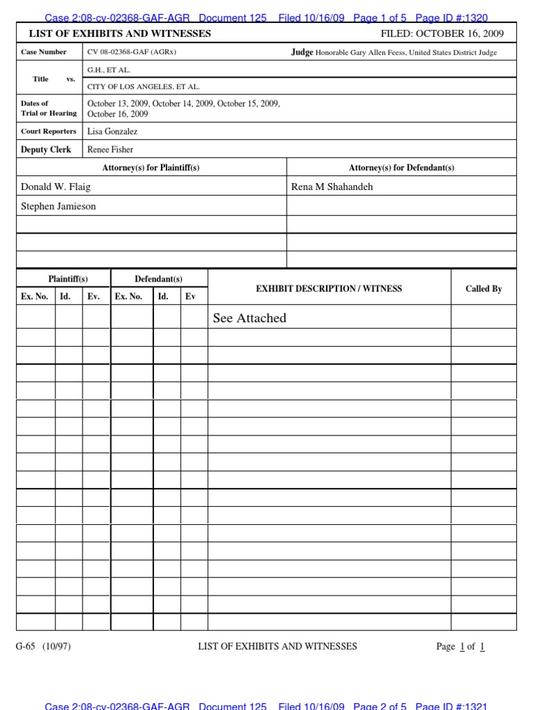 List of Exhibits | PDF | Witness | Legal Procedure