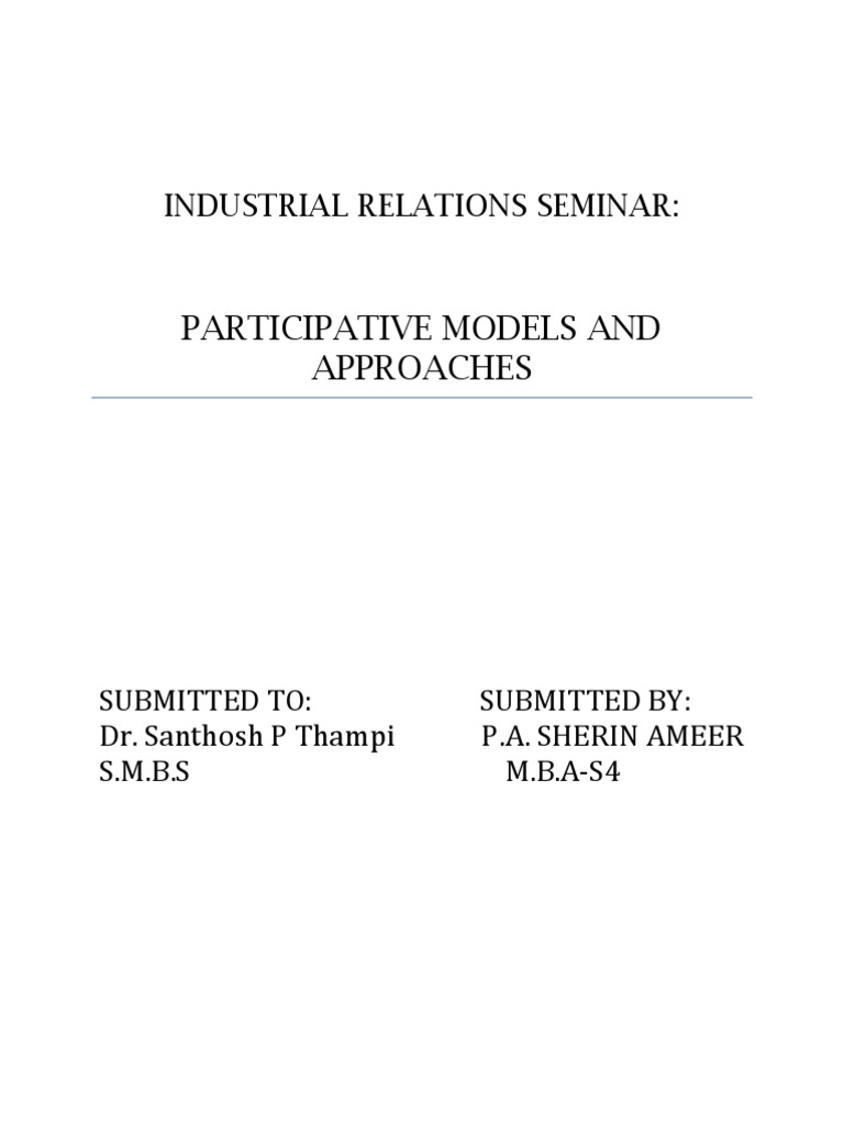 Participative Models and Approaches - Sherin Amir | PDF | Career & Growth