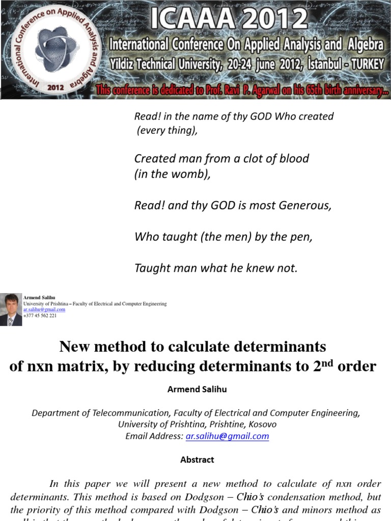 New Method To Calculate Determinants of N X N (N Geq 3) Matrix, by Reducing Determinants To 2nd ...
