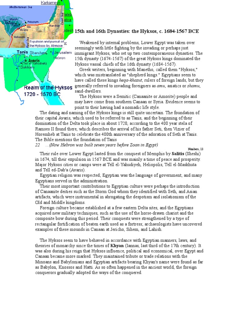 15th and 16th Dynasties The Hyksos Article PDF | PDF | Dynasties Of ...