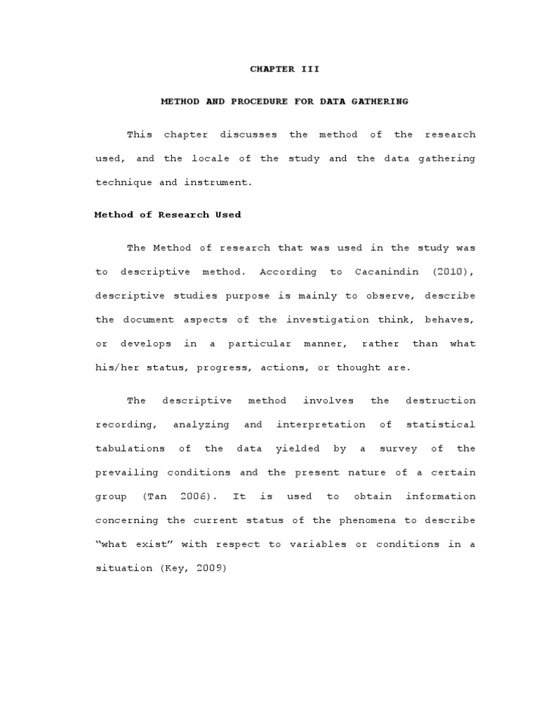 Chapter III - History | PDF | Questionnaire | Evaluation Methods