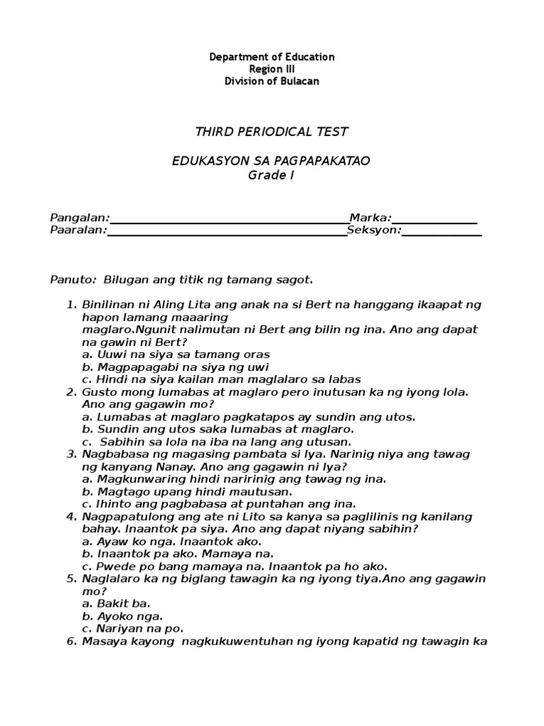 3rd Periodic Test-Esp | PDF