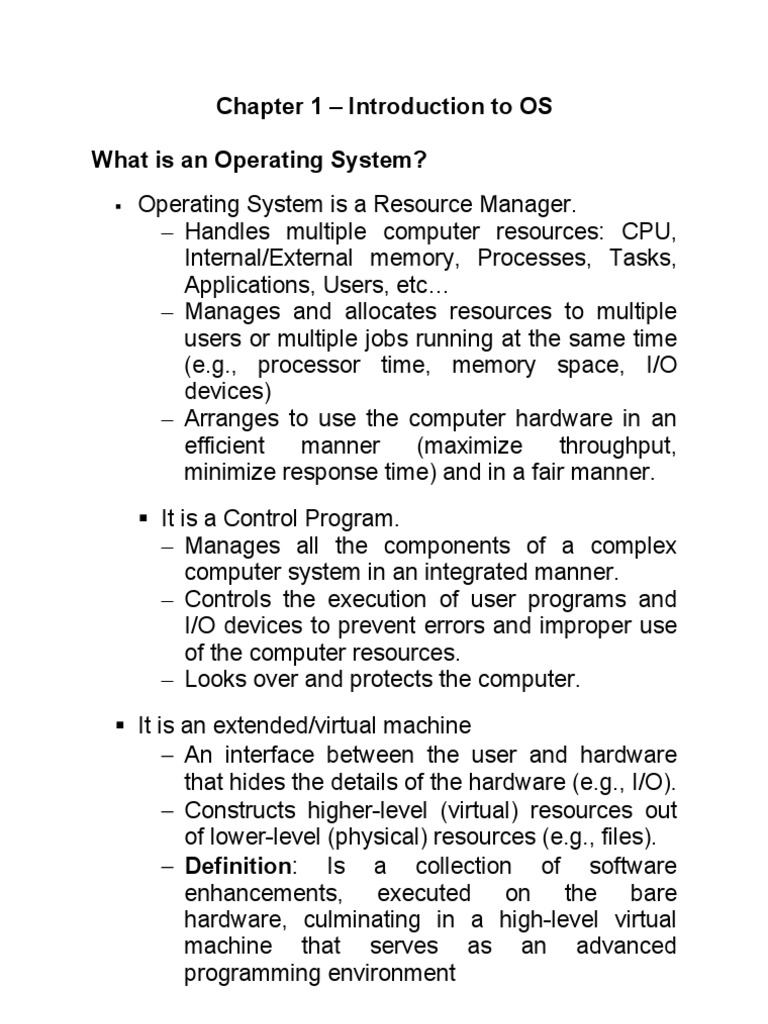 Chapter 1 - Introduction To OS What Is An Operating System?: Prepared ... Chapter 1 - Introduction To OS What Is An Operating System?: Prepared ...