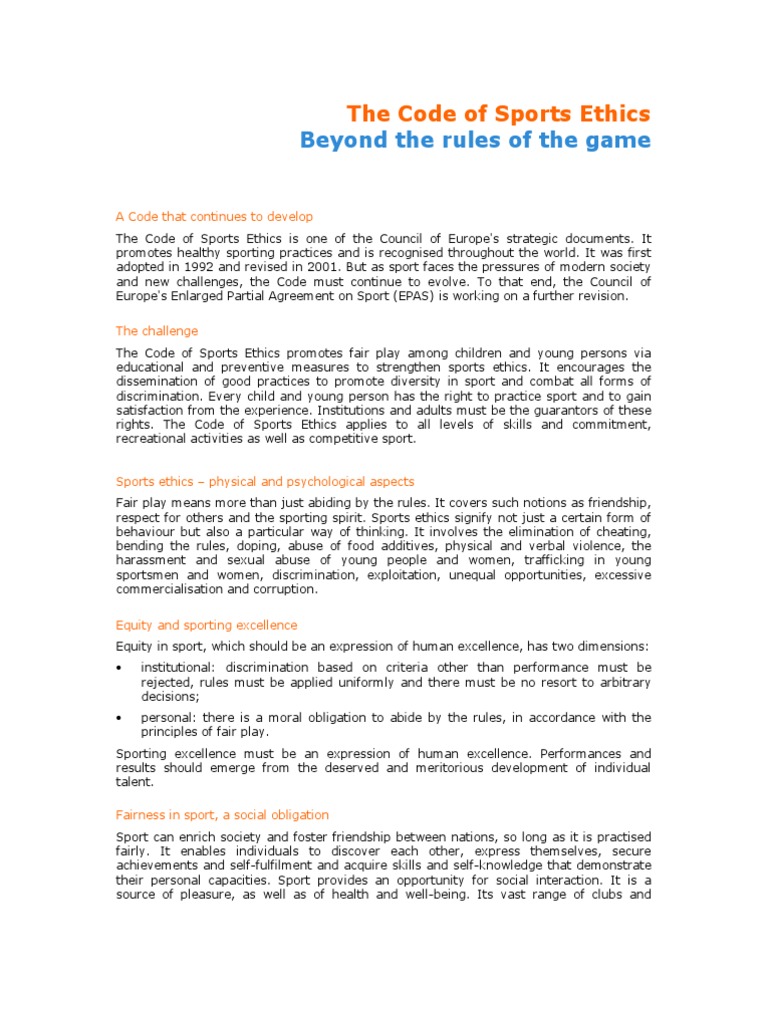 Code Ethics | Sports | Competition