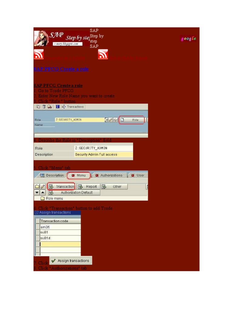 Creating Roles in SAP PFCG | PDF