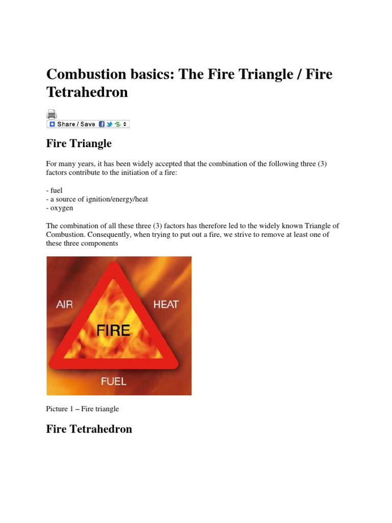 Combustion Basics: The Fire Triangle / Fire Tetrahedron | PDF | Steam | Fires