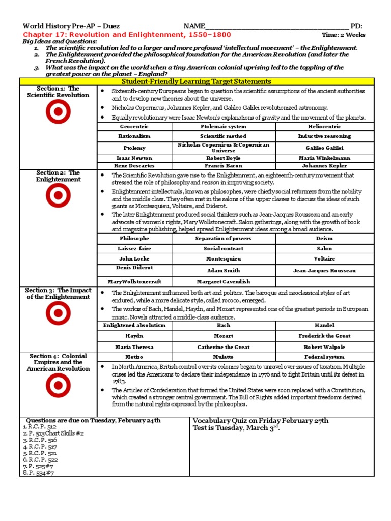 Chapter 17: Revolution and Enlightenment, 1550-1800: World History Pre ...