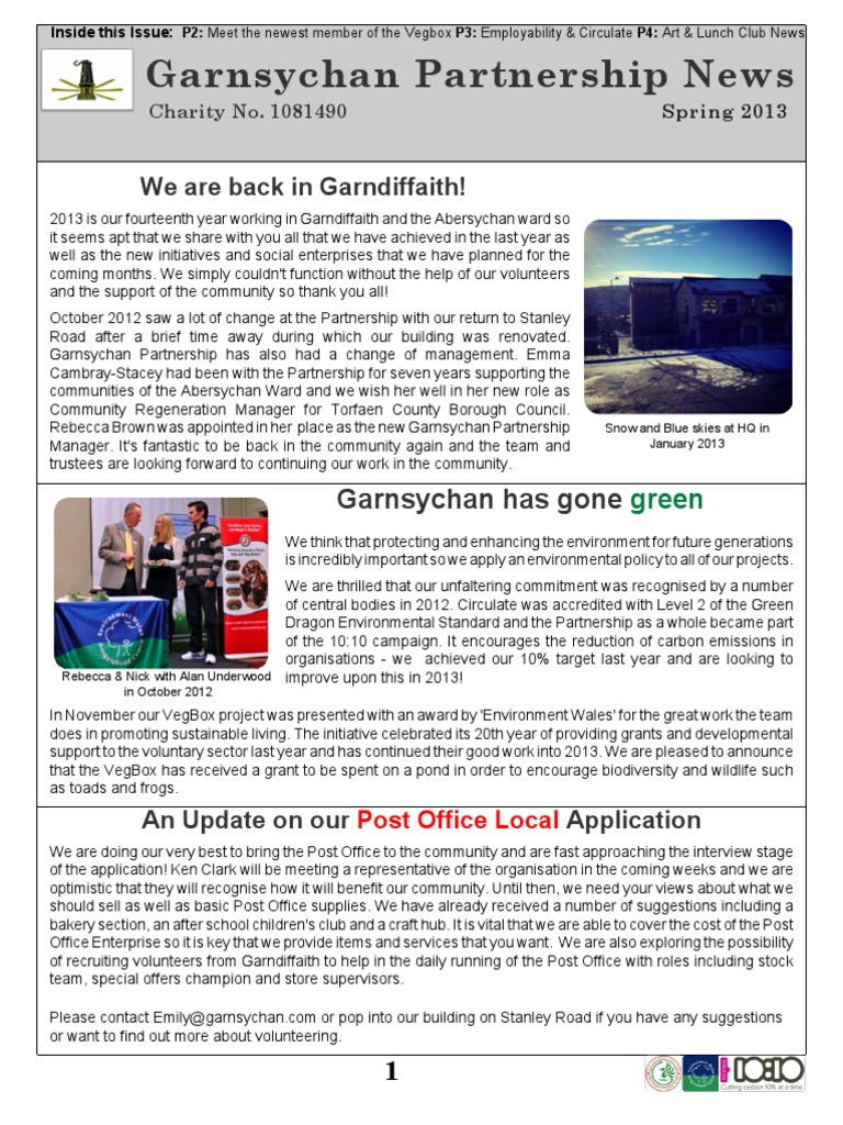 Garnsychan Partnership | PDF | Food Bank | Employment