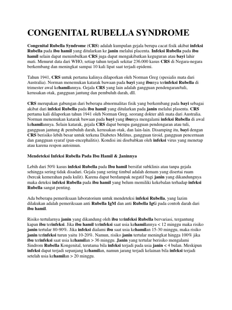 Congenital Rubella Syndrome | PDF