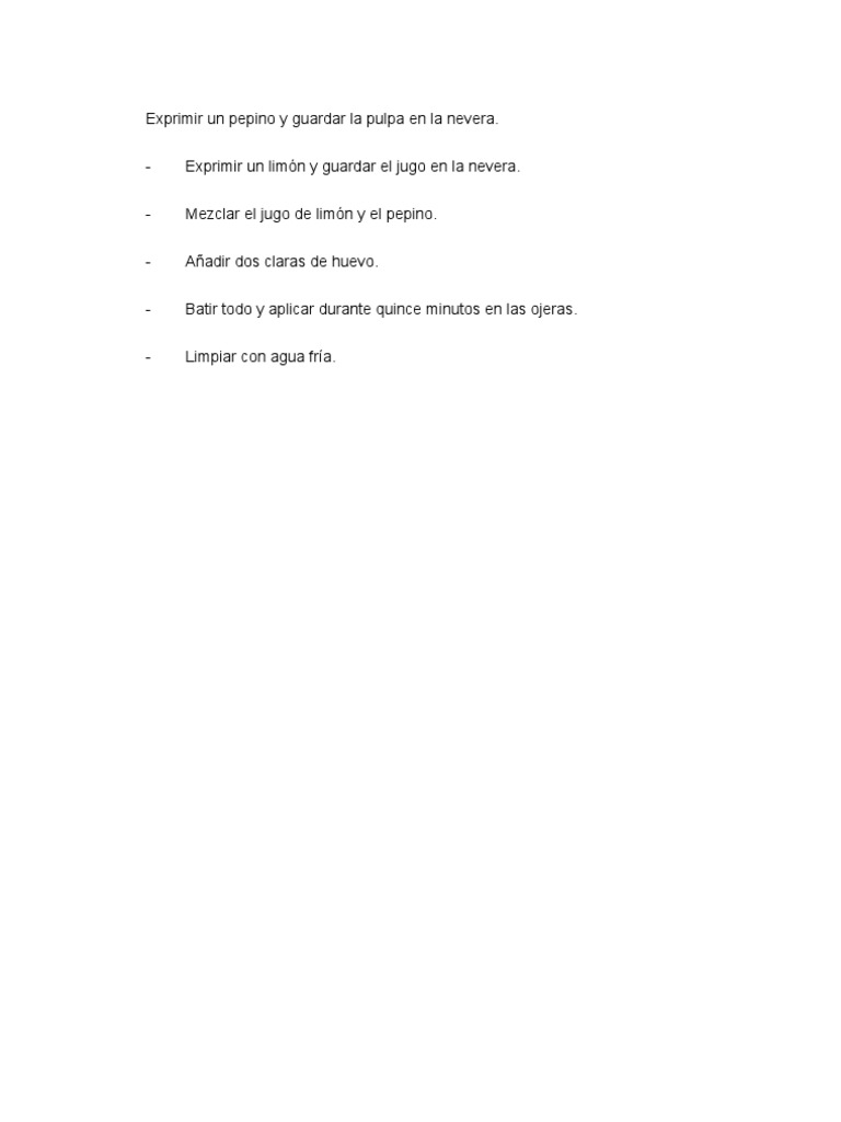 Exprimir Un Pepino y Guardar La Pulpa en La Nevera | PDF
