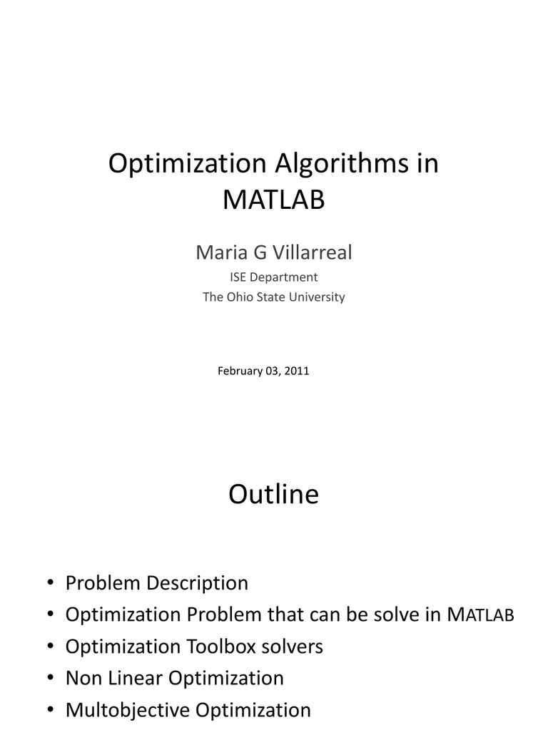 Optimization Algorithms in MATLAB | PDF | Mathematical Optimization | Algorithms And Data Structures