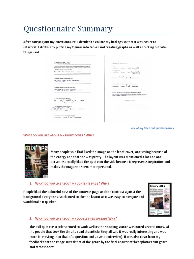 Questionnaire Insights on Magazine Design | PDF | Social Science