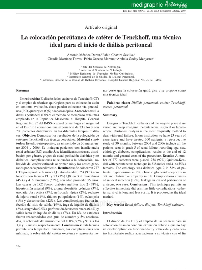 Cateter Dialisis Peritoneal | PDF | Especialidades Medicas | Medicina ...