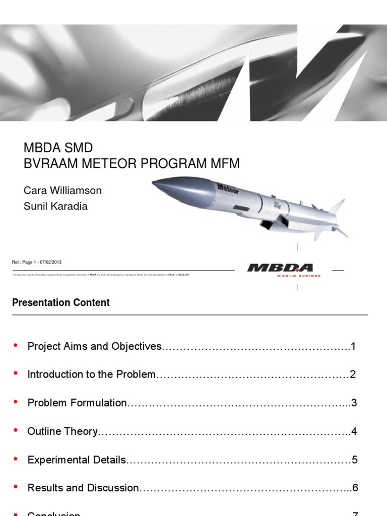 Mbda SMD Bvraam Meteor Program MFM: Cara Williamson Sunil Karadia | PDF | Computing And ...