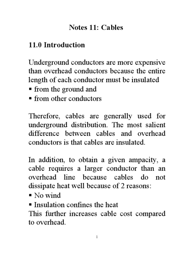 Notes 11: Cables | PDF | Insulator (Electricity) | Cable