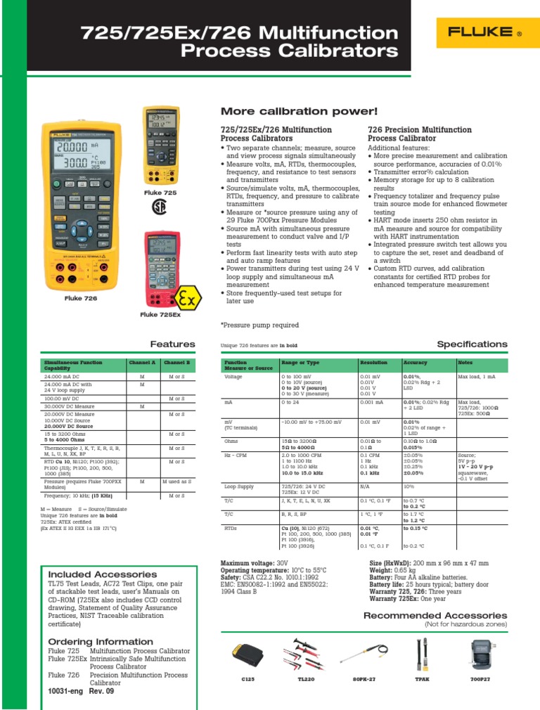 725/725ex/726 Multifunction Process Calibrators: More Calibration Power ...