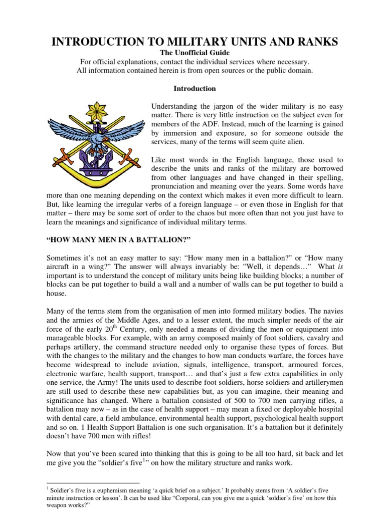 Introduction To Military Units and Ranks: The Unofficial Guide | PDF ...