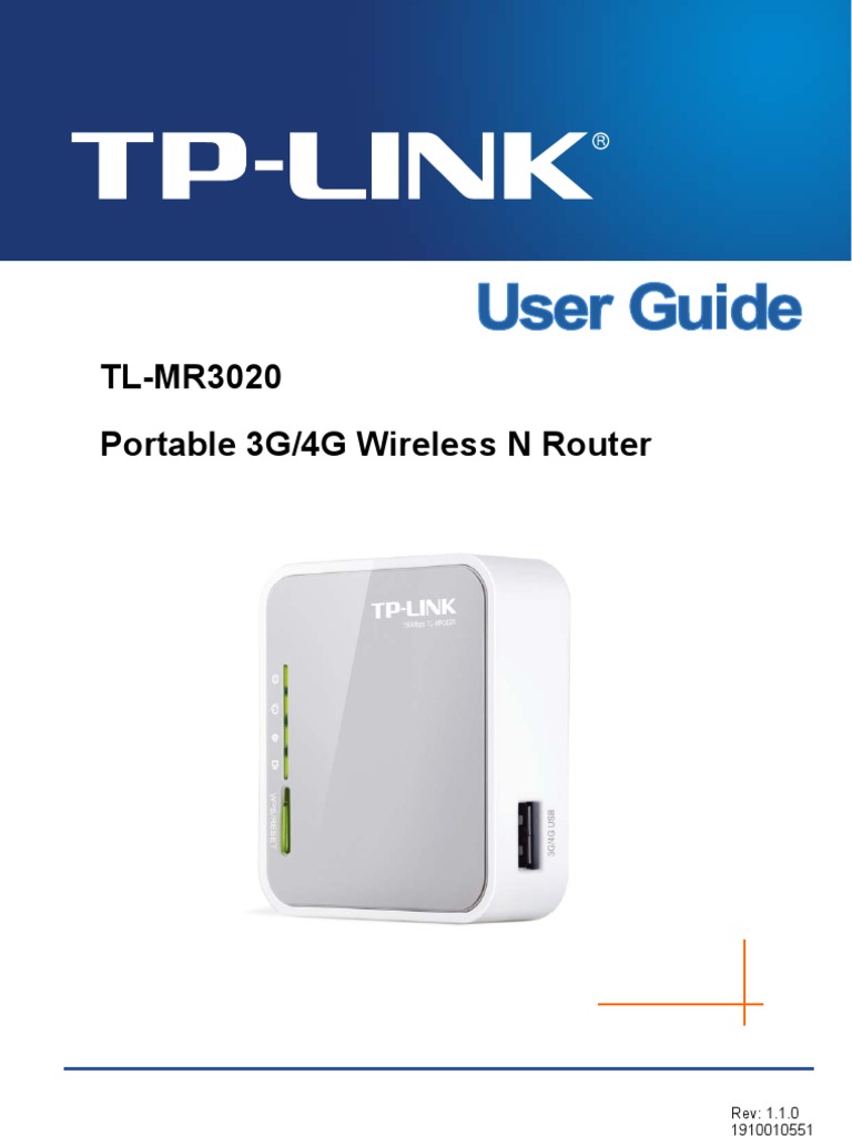 TL-MR3020 V 1 User Guide | PDF | Wireless Lan | Computer Network