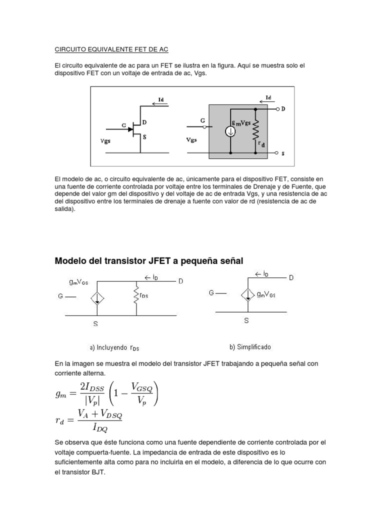 Circuito Equivalente AC de FET | PDF | Ciencia y matemáticas | Informática